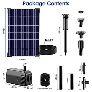 Antfraer 12W Solar Water Pump, Solar Fountain Pump Kit with 160GPH Submersible Water Flow Adjustable, Solar Powered Water Pump Outdoor, Solar Water Fountain for Bird Bath Fish Pond Garden Hydroponic