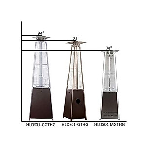 Hiland HLDS01-MGTHG Quartz Glass Tube Patio Heater w/Wheels, 40,000 BTU, Pyramid, Hammered Bronze