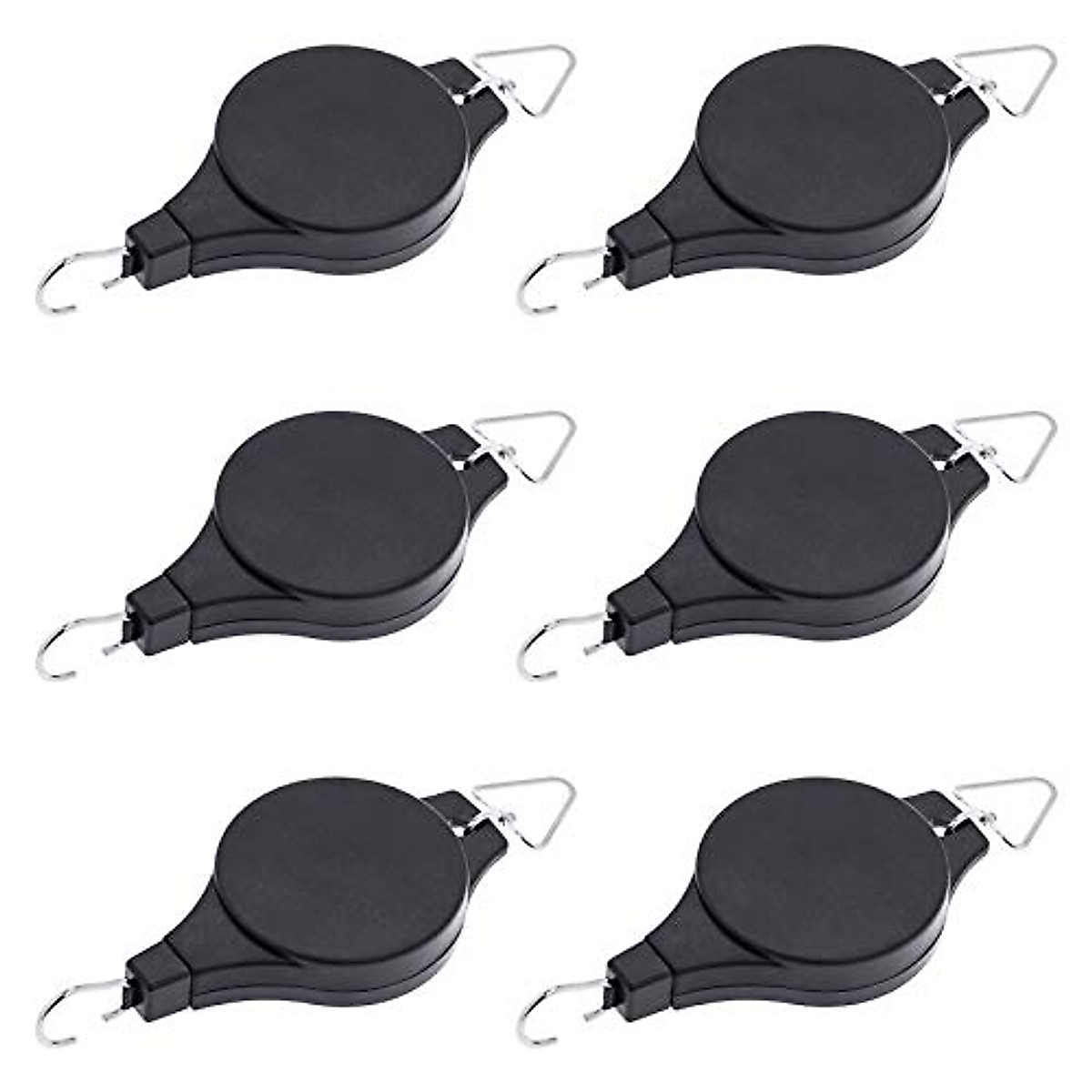 6 Pack Plant Pulley Retractable Hanger, Easy Reach Plant Pulley Adjustable Height Wheel for Hanging Plants Heavy Duty, Indoor Outdoor Plant Hanger for Garden Baskets Pots & Birds Feeder - Black