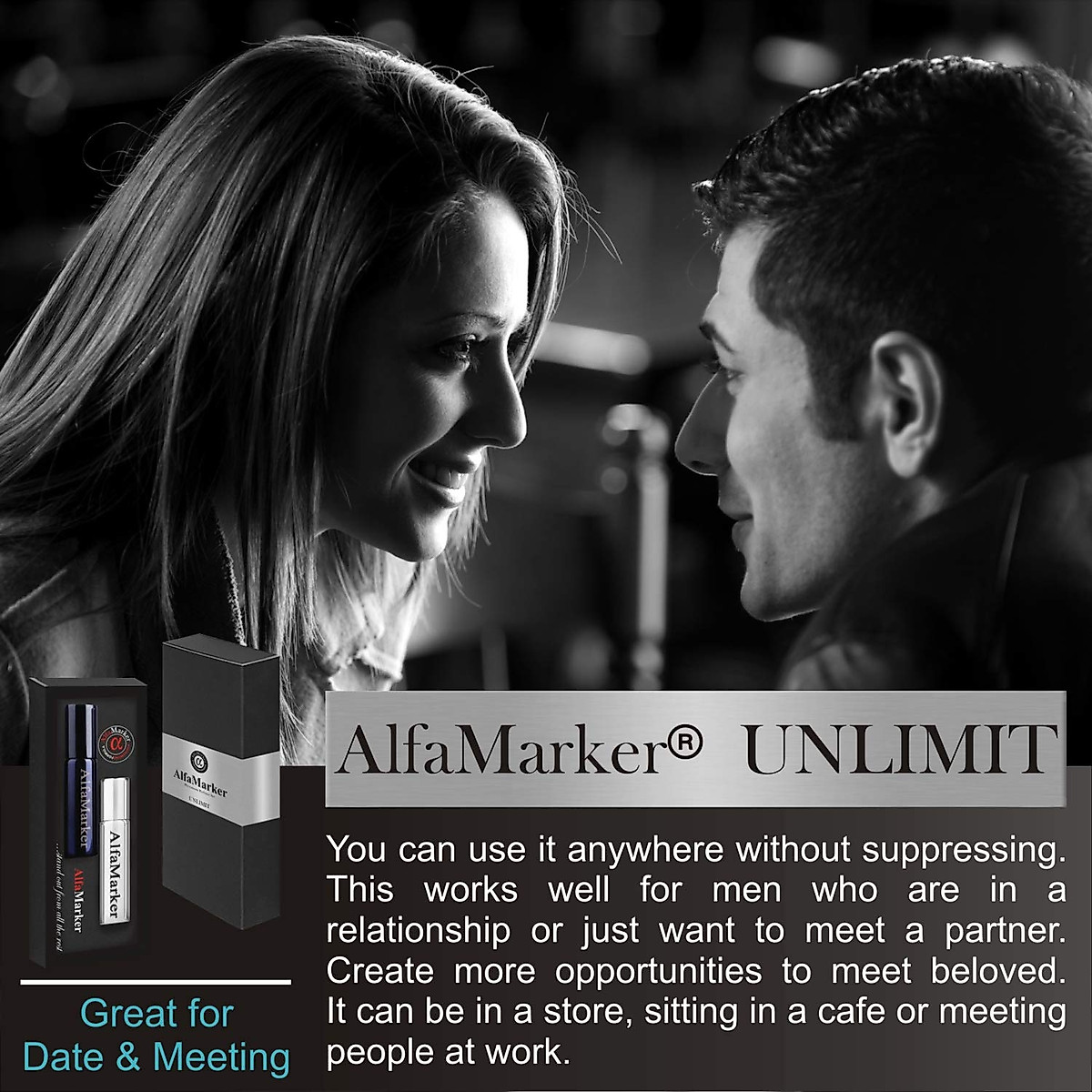 ALFAMARKER Unlimit - Pheromone Cologne for Men - Men`s Pheromone Oil Perfume Set 2x5 ml - Great Holiday Gift - Long-Lasting Scent