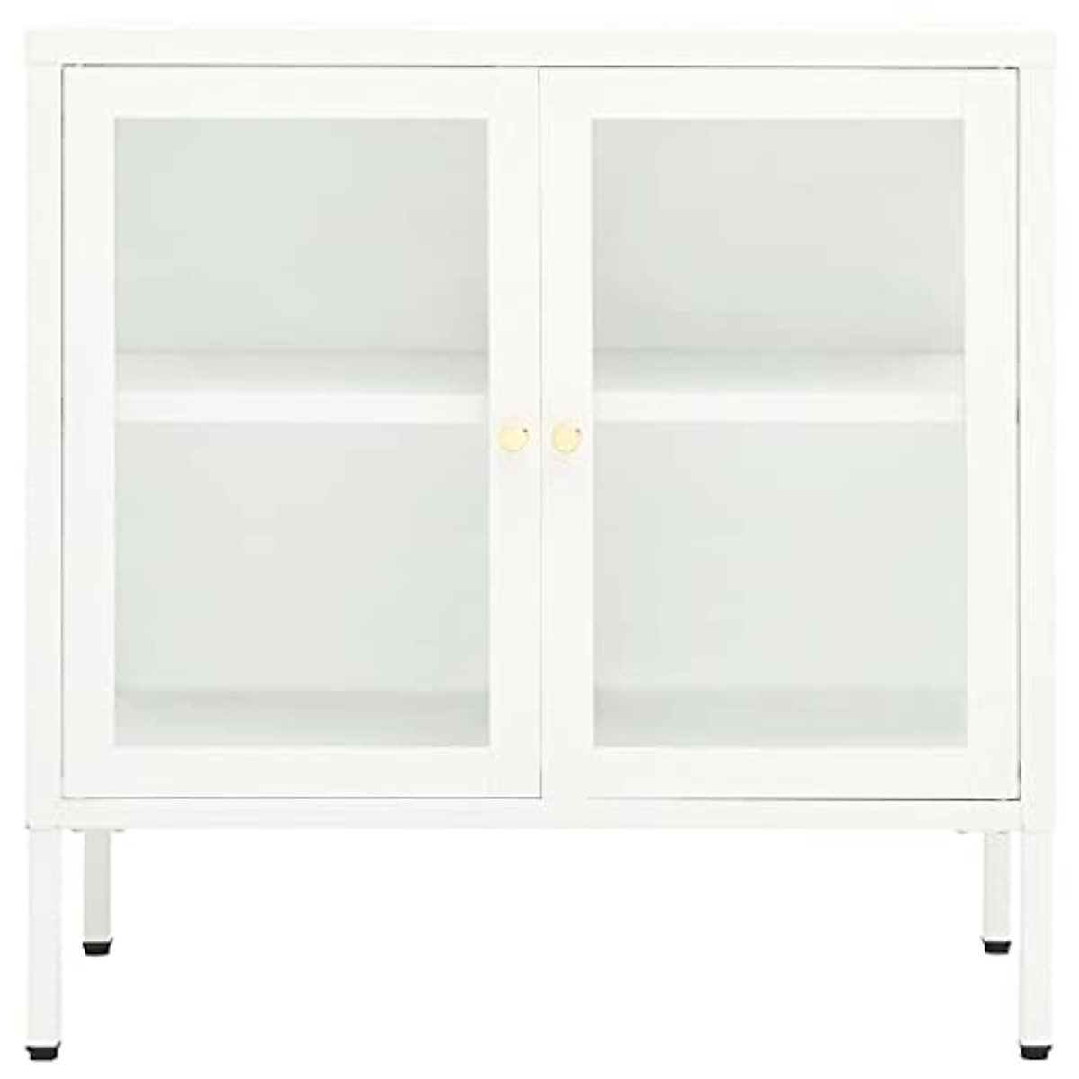 Homvdxl Metal Sideboard Buffet Cabinet, Kitchen Storage Cabinet with 2 Glass Doors & Adjustable Shelves, Double Wide Buffets Table for Bar, Dining Room, Cupboard Console Table 28x14x28 White