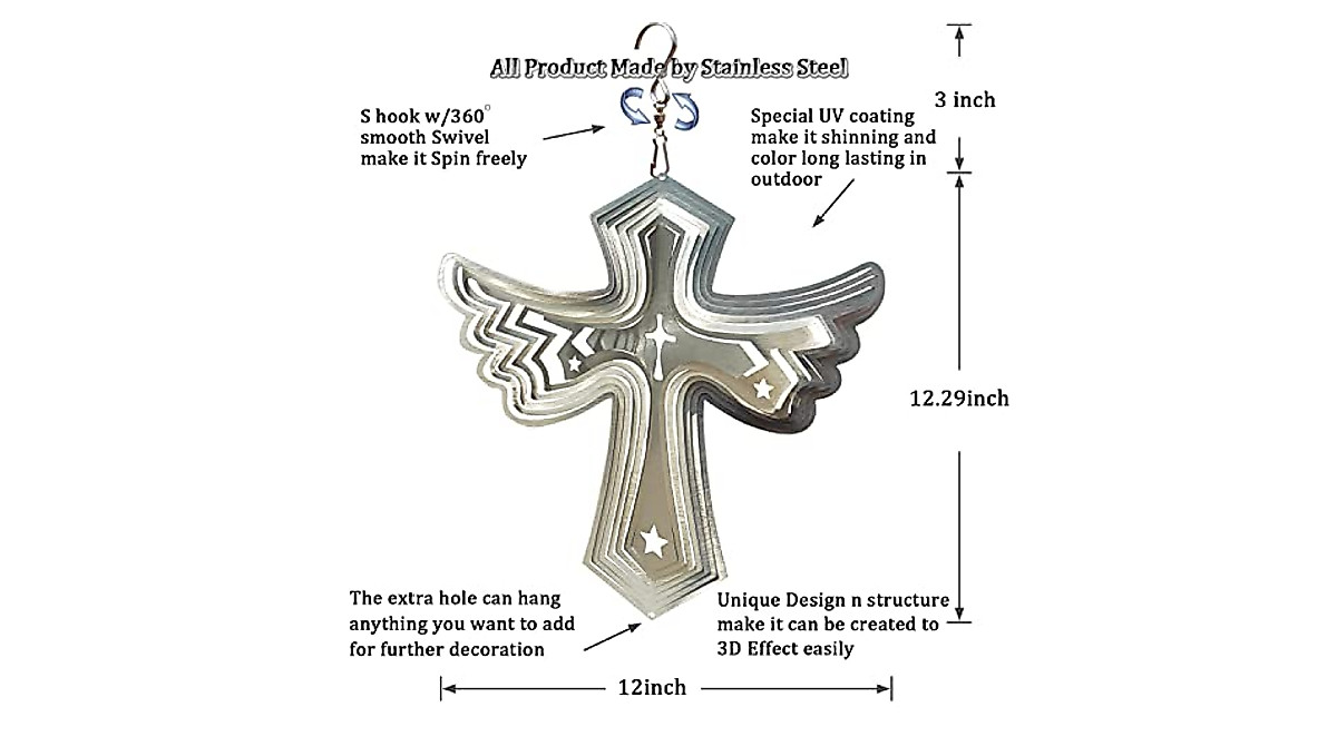Kinetic Angel Wing Cross Wind Spinner | Indoor Outdoor Decor