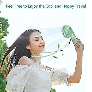 IQeer Battery Operated Portable Fan, Mini Rechargeable Handheld Fan,Small Foldable Fan,Quiet but Powerful Desk Fan Up to 10 hrs Operated Makeup Eyelash Fan for Kids Women Outdoor Travelling(Green)