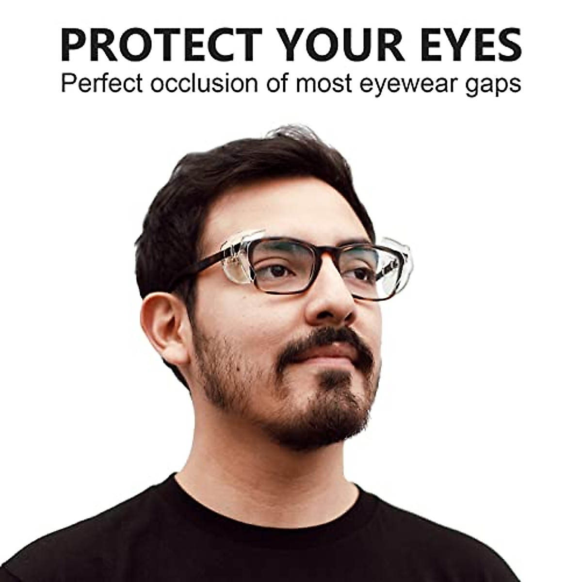 YunTuo 20 Pairs Eye Glasses Side Shields for Prescription Glasses, Slip on Clear Side Shield- Fits Small to Large Eyeglasses