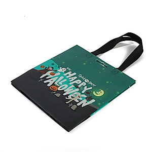 Earthwise Reusable Small Candy Totes Halloween Heavy Duty Water Resistant Material Assorted Holiday Prints (Pack of 6)