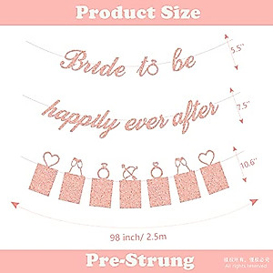 Concico Bridal Shower Decorations - Bride to be happily ever after Banner and Photo Banner for Bridal Shower/Wedding/Engagement Party Kit Supplies Decorations decor(Rose Gold)