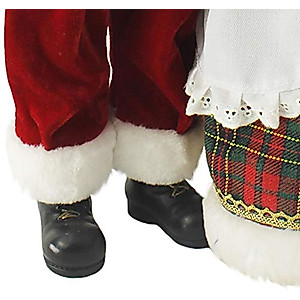 Windy Hill Collection Dancing Mr & Mrs Santa Claus Red, Green, Gold Plaid 16" Inch Standing Figurine Figure Decoration 160051