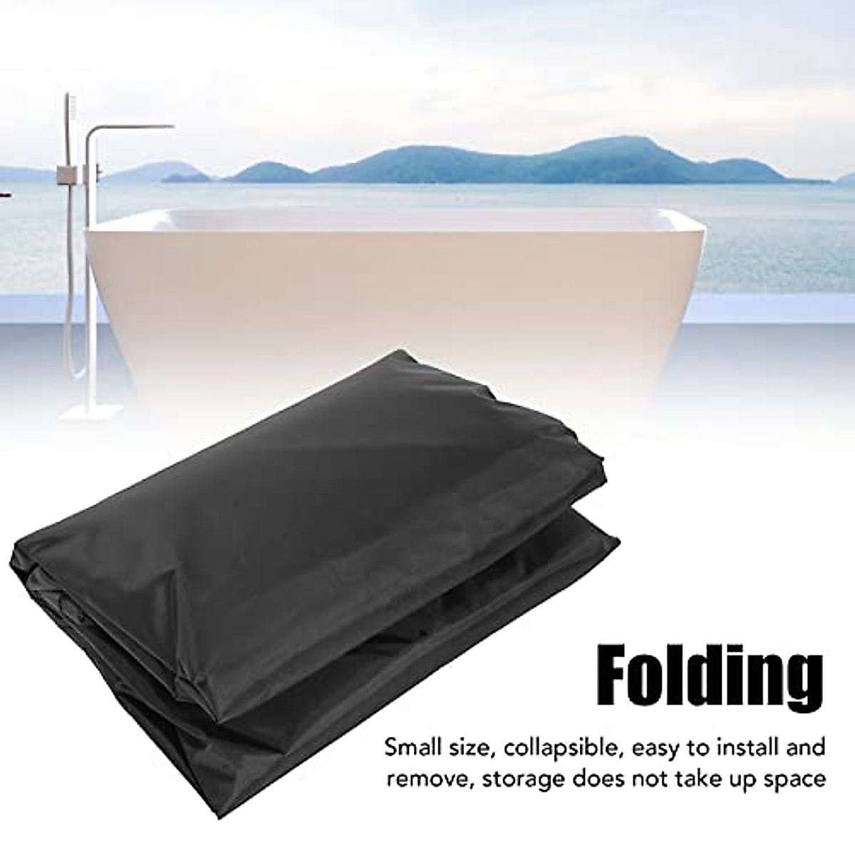 Mothinessto Spa Bath Rainproof Cover, Tear Resistant Dustproof Outdoor Spa Tub Cover 190 Silver Coated Polyester Taffeta for Garden(Black)