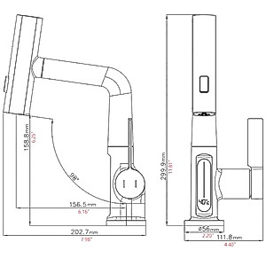 BARROCK Waterfall Bathroom Faucets with Pull Down Sprayer, Modern Pull Out Bathroom Sink Faucet with Digital Temperature Display, Height Adjustable Basin Mixer Tap No Battery Needed, Gun Grey