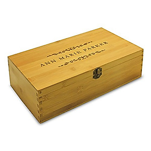 Cookbook People Multikeep Personalized Name Box - Classic Filigree Bamboo Storage Organizer with Latching Lid