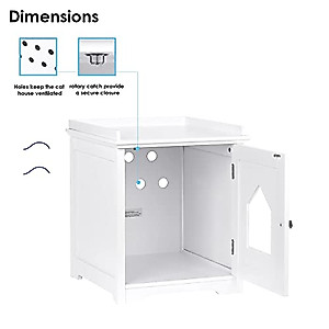 PAWLAND Cat Litter Box Enclosure, Cat House Side Table,Night Stand Pet House, Indoor Cat House, White
