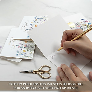 Gooji 4x6 Meadow Bloom Beyond Grateful Thank You Cards, Bridal Shower, Wedding, Baby Shower, Birthday, Small Business (Bulk 20 Pack) Vellum Envelopes