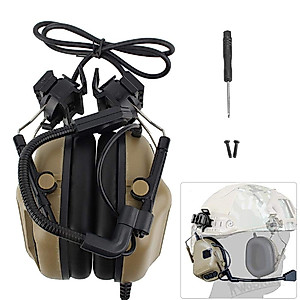 Hearing Protection Electronic Earmuffs, Helmet Microphone Tactical Headset Noise Canceling Microphone Headset for Airsoft Shooting Hunting Combats Games