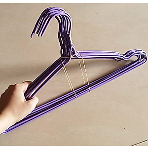 Decohomeforu 10 Pack Purple Wire Clothes Hangers, Heavy Duty Durable Coat Hangers, Lightweight Slim Space Saving Laundry Hangers, Non Slip Wardrobe Clothing Hangers, Suit Shirt Dress Trouser Hangers