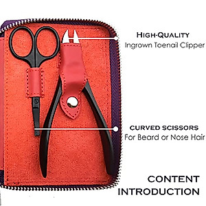 Ultimate Men's Nail Grooming Kit, Quality Manicure Pedicure Kit by Geeceler, Professional Manicure set, Nail Clipper Set 6 Pcs with Leather Case.