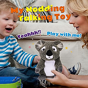 Cuteoy Talking Koala Stuffed Animal Repeats What You Say Shaking Electric Plush Toy Interactive Animated Toys Speaking Mimicking Plush Birthday Easter Gifts for Boy Girl 7"