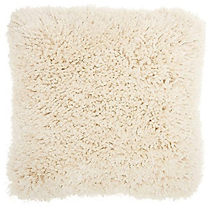 Mina Victory Shag Lush Yarn Cream 20" x 20" Throw Pillow