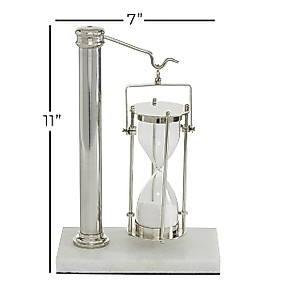 The Novogratz Brass Hourglass Sand Timer, 7" x 4" x 10", Silver