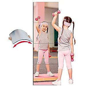 Unbreakable Acrylic Mirror Non-Glass shatterproof Mirror Full Length Wall Gym for Home Mirror Frameless Home Fitness Mirrors (4pcs,12 in x12 in ), Silver