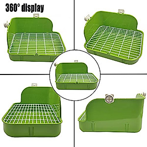 Hamiledyi Rabbit Corner Litter Box Bunny Toilet Pan 5 Pack Pet Cage Potty Trainer Kit Litter Bedding Box with Grate for Guinea Pigs, Chinchilla, Ferret, Galesaur, Hedgehog
