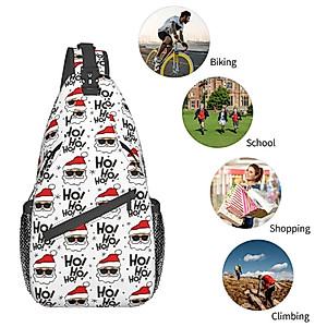 JSHXJBWR New Year Pattern With Santa Claus Ho Ho Ho Chest Bags Holiday Xmas Crossbody Sling Bag Travel Hiking Backpack Casual Shoulder Daypack For Adults Women Men