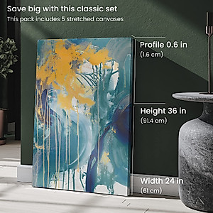 ARTEZA Stretched Canvas, 24 x 36 Inches, Pack of 5, Blank White Large Canvas for Painting for Acrylic, Oil and Gouache Paints