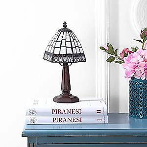 JONATHAN Y JYL8016A Carter Tiffany-Style 12" LED Table Lamp Tiffany,Traditional for Bedroom, Living Room, Office, College Dorm, Coffee Table, Bookcase, Bronze