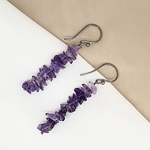 Natural Amethyst Chips Crystal Earring, Yoga Jewelry, Meditation Earring, Crystals Earring, Energy Healing Crystals, February Birthstone Gift for Her, Gemstone Jewelry (Amethyst)