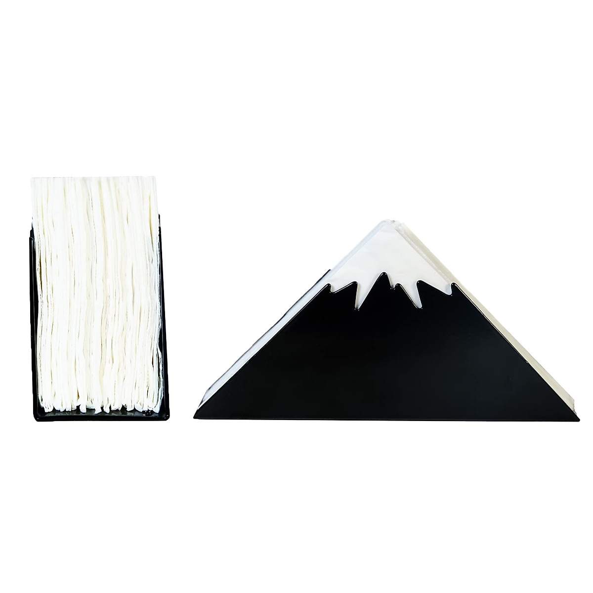 Paper Napkin Holder Freestanding Tissue Dispenser for Kitchen Countertops, Dining, Picnic Table, Cast Iron, Black, Snow Mountain