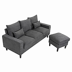 Panana Convertible Sectional Sofa Couch with Reversible Chaise, L-Shaped Couch Linen Fabric for Small Space, Apartment (Grey)