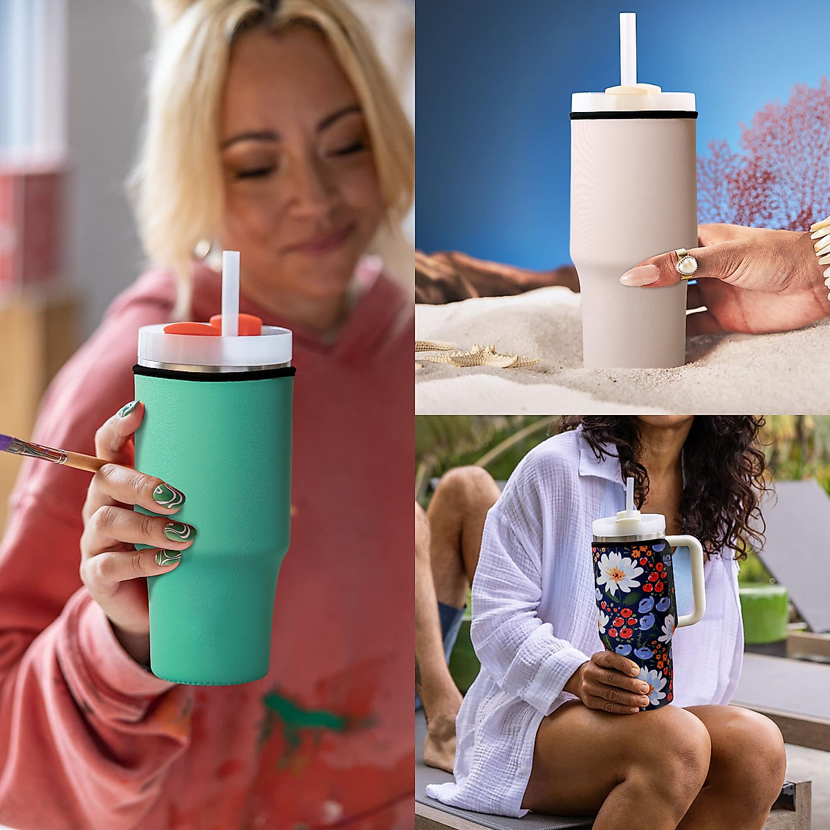 Neoprene Insulator Sleeve Compatible for Stanley 40 oz Tumbler with Handle, Stanley Quencher H2.0 FlowState,British Garden