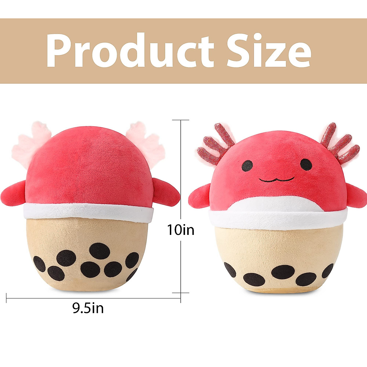 Axolotl Boba Plush, 10" Cute Axolotl Boba Stuffed Animal Toy Bubble Tea Plushie Doll Pillow for Kids Gift, Boys and Girls Party Favor Home Decoration
