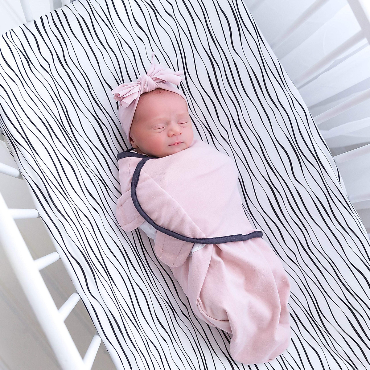 Ely's & Co. Adjustable Swaddle Blanket Infant Baby Wrap Set 3 Pack, for Baby Girl (Blush Pink, 0-3 Months)