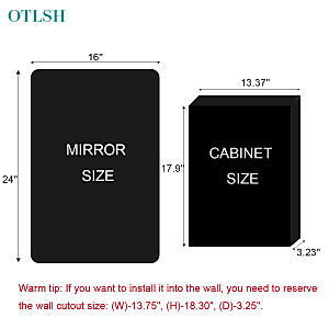 Otlsh 16x24'' Farmhouse Black Metal Framed Recessed Bathroom Medicine Cabinet with Beveled Mirror Rounded Rectangle Bathroom Medicine Cabinet -Black