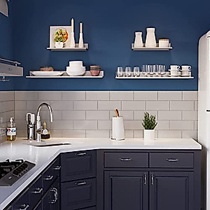 Wallniture Plat 15.8" Kitchen Floating Shelves and 30.75" Steel Shelves Bundle Restaurant Bar Cafe & Home Kitchen Organization Silver