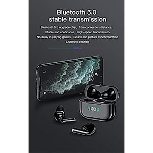 Wireless Earbuds Bluetooth Headphones with USB-C Quick Charging Case in Ear Headset IP6 Waterproof LCD Display Premium Sound Deep Bass Ear Buds Sweat Resistant Earphones for Sports/Working (Black)