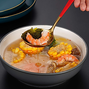 HOOYE 7.6'' Gravy Ladle Sauce Soup Spoon Heavy Duty 18/10 Stainless Steel for Small Dishes (2 pcs)