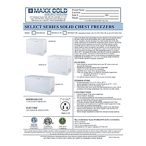 MAXX COLD MXSH12.7SHC S-Series Refrigeration Chest Freezer, White