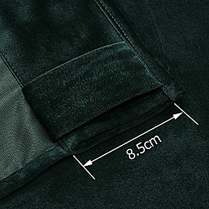 Benedeco Dark Green Velvet Curtains for Bedroom Window with Back Tab, Super Soft Vintage Luxury Heavy Drapes, Room Darkening Thermal Insulated Curtain for Living Room, W52 by L108 inches, 2 Panels