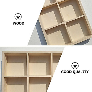 Cabilock 3 pcs Wooden 6-grid Pigment Storage Box Wooden storage box compartment storage six storage
