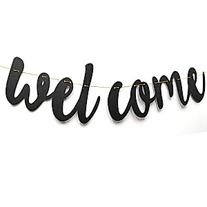 Welcome Back Banner Black Glitter Welcome Back Party Sign Returning Home Teenager Homecoming Home Coming Returning Home Hospital (Black)