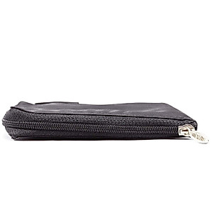 Big Skinny Men's Zippered Bi-Fold Slim Wallet, Holds Up to 25 Cards, Black