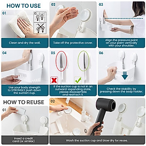 TAILI Shower Caddy Suction Cup Storage Basket + Double Layer Soap Dish, DIY Drill-Free Removable Shower Accessories Kitchen Bathroom Bedroom Organizer Set