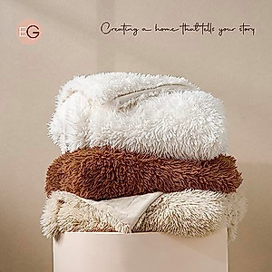 EVERGRACE Luxury Fluffy Faux Fur Throw Blanket with Long Pile, Super Soft Plush Cozy Blanket and Throws for Bed, Thick Warm Fuzzy Caramel Brown Throw Blanket for Couch, Sofa, Chair, 50x60 inch