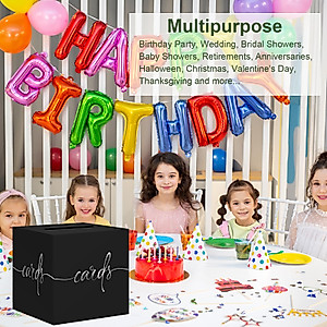 Black Card Box with Silver Foil Design Wedding Card Box Gift Cards Receiving Box for Party Graduation Bridal or Baby Showers, Raffle Ticket Box Money Box for Birthday Retirements Anniversaries