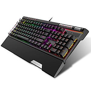 Havit RGB Mechanical Gaming Keyboard LED 120 Keys Ergonomic Detachable Wrist Rest Wired Keyboards Blue Switches Multimedia Volume Control for PC Game