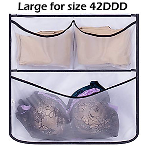MISSLO Durable Hanging Closet Double Sided Bra Stocking Clothes Socks Organizer 15 Large Mesh Pockets, White