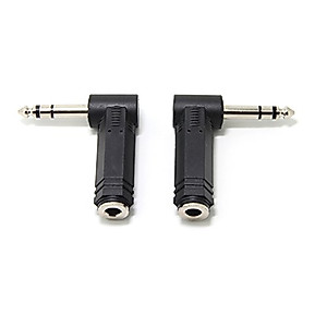 Ancable 2-Pack 1/4" 6.35mm Right Angle Stereo Male Plug to 1/4" 6.35mm Stereo Female Jack Audio Adapter