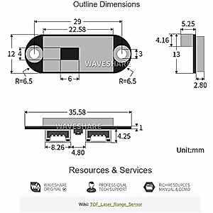 Laser Range Sensor TOF Laser Range Sensor Compatible with Arduino Raspberry PI Supports Cascade ranging. Range 1cm to 500cm