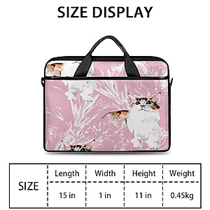 Watercolor Cat Kitten Laptop Computer Bag Waterproof Shoulder Messenger Bag 13-15 inch Durable Laptop Tote Bag with Shoulder Strap Handle Lightweight Crossbody Briefcase